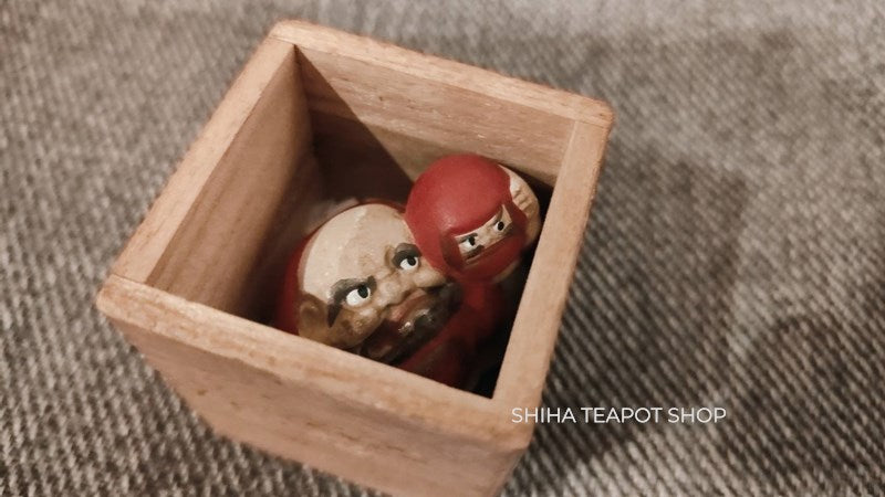 Vintage Small Daruma doll (parent and child) for tea lovers (Side orde ...