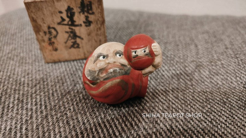 Vintage Small Daruma doll (parent and child) for tea lovers (Side orde ...