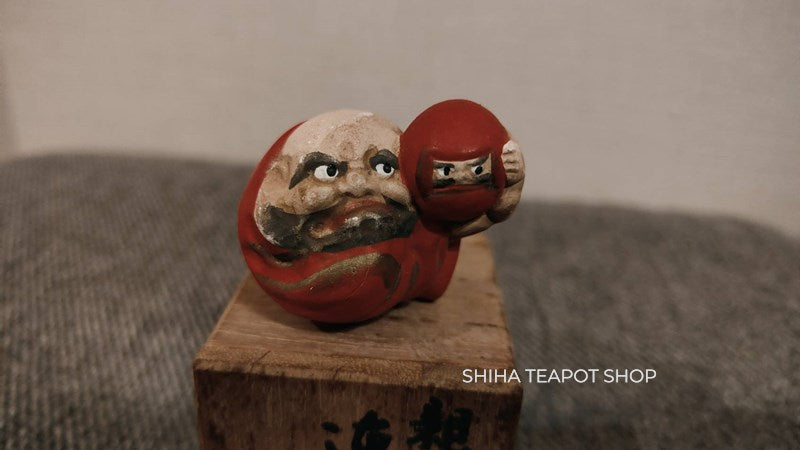 Vintage Small Daruma doll (parent and child) for tea lovers (Side orde ...