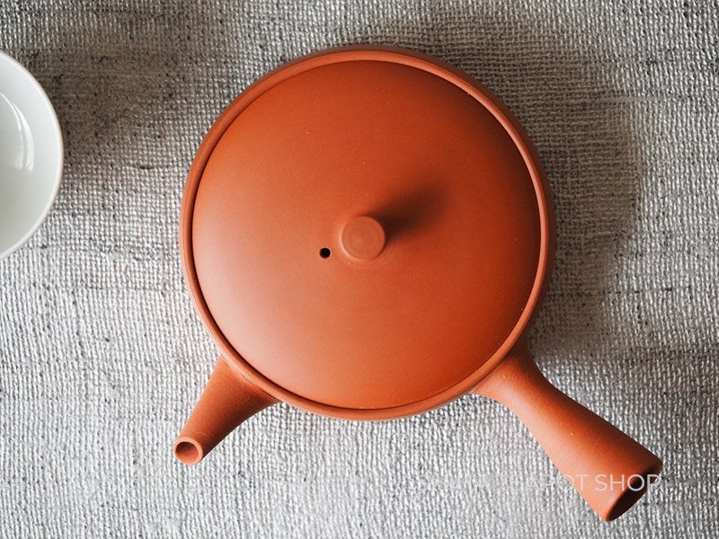 Ito Seiji (JINSHU) Red Clay Flat Tokoname Kyusu Teapot Unglazed (Wood ...