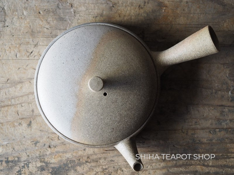 JINSHU Flat Gradation Tokoname Kyusu Teapot (Wood Box with artist's si ...